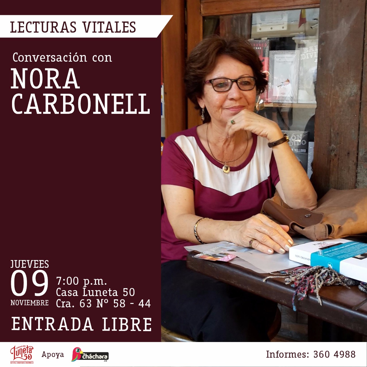Este jueves en Luneta 50 - Nora Carbonell, sus poemas y lecturas ...