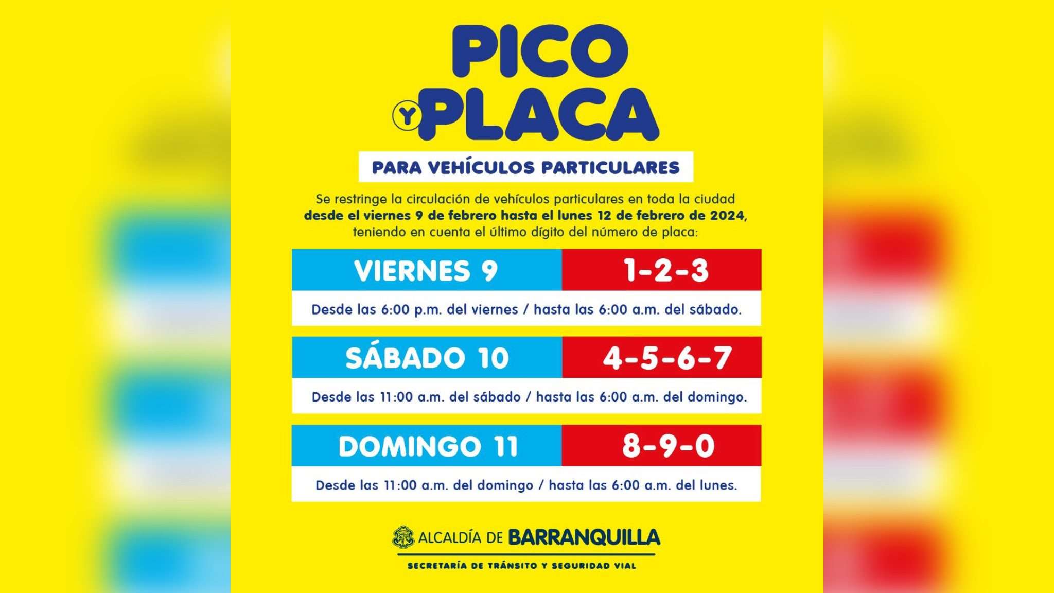Este es el Pico y Placa para vehículos particulares por el Carnaval de ...